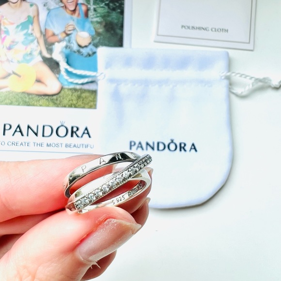 Pandora | Jewelry | Nwt Pandora Crossover Pav Triple Band Ring Sterling ...